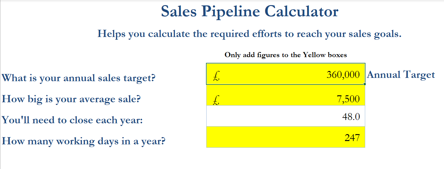 Sales pipeline calculator - download today